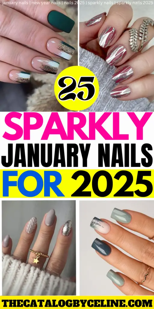 25 Shimmering & Sparkly January Nails for 2025 - The Catalog by Celine